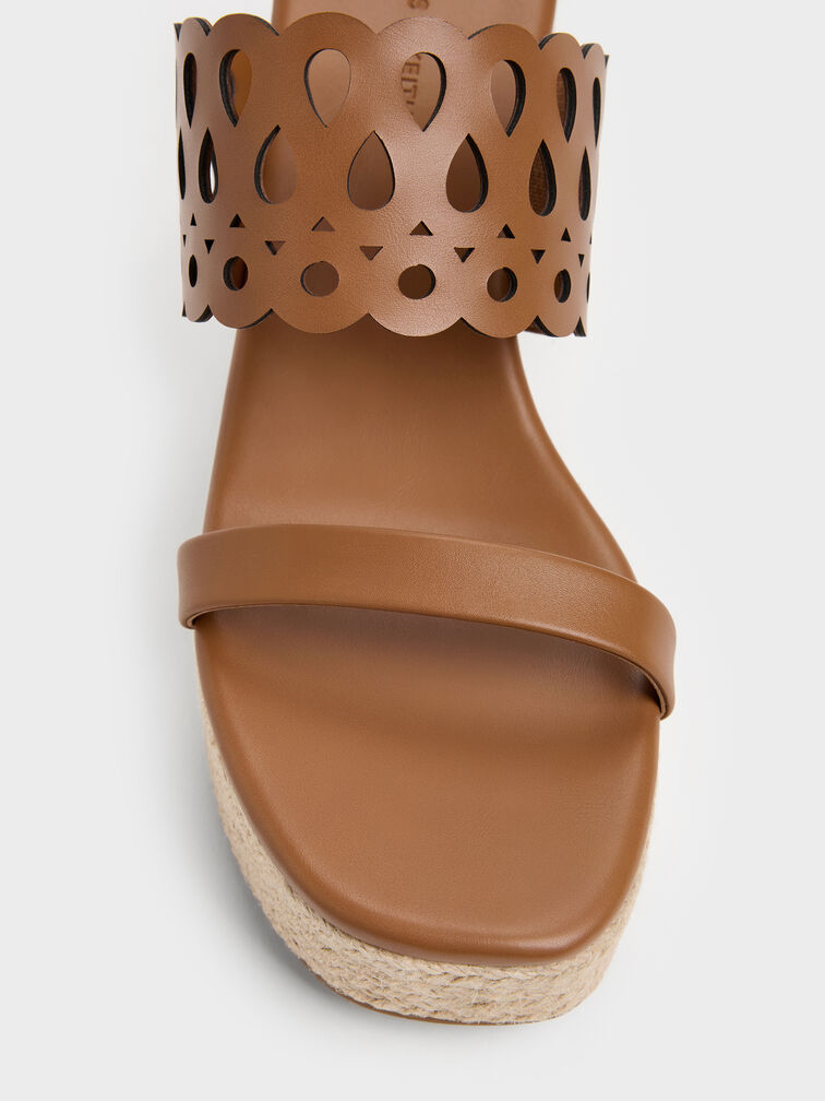 Cognac Cut-Out Espadrille Wedges - Cognac - CHARLES & KEITH AE