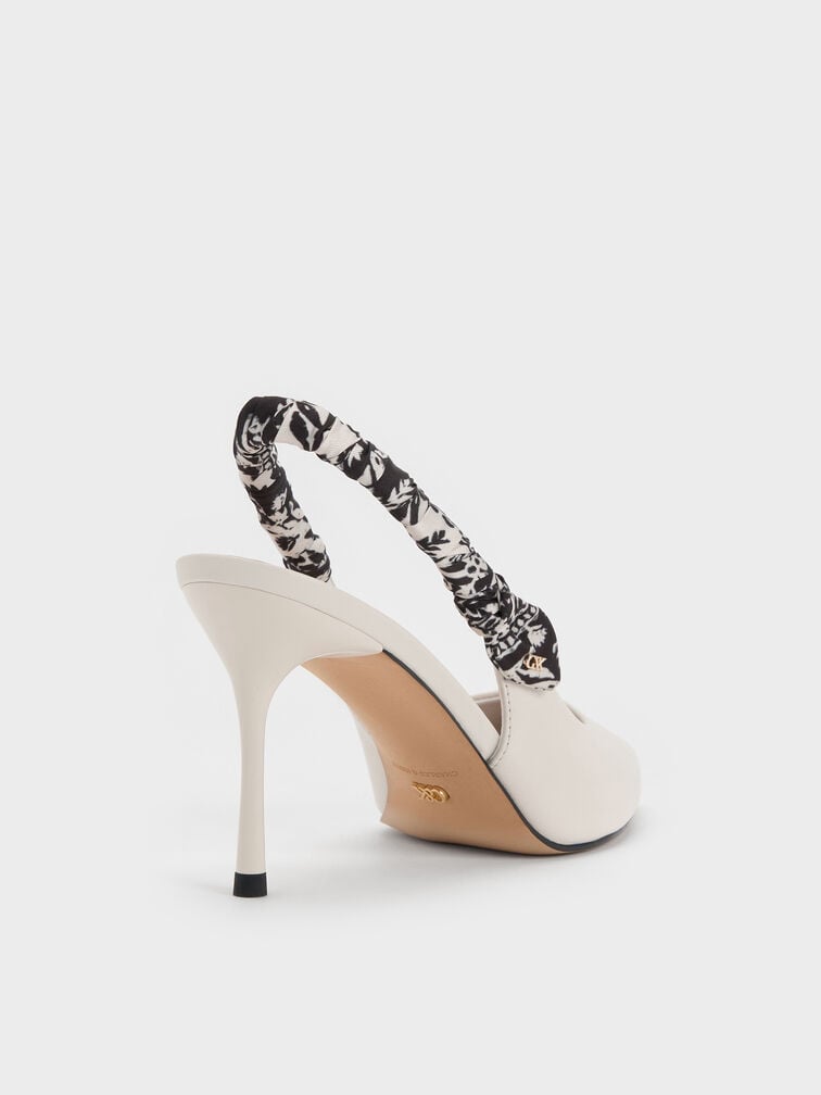 Chalk Tayari Leather Printed-Strap Slingback Pumps - Chalk - Shoes ...