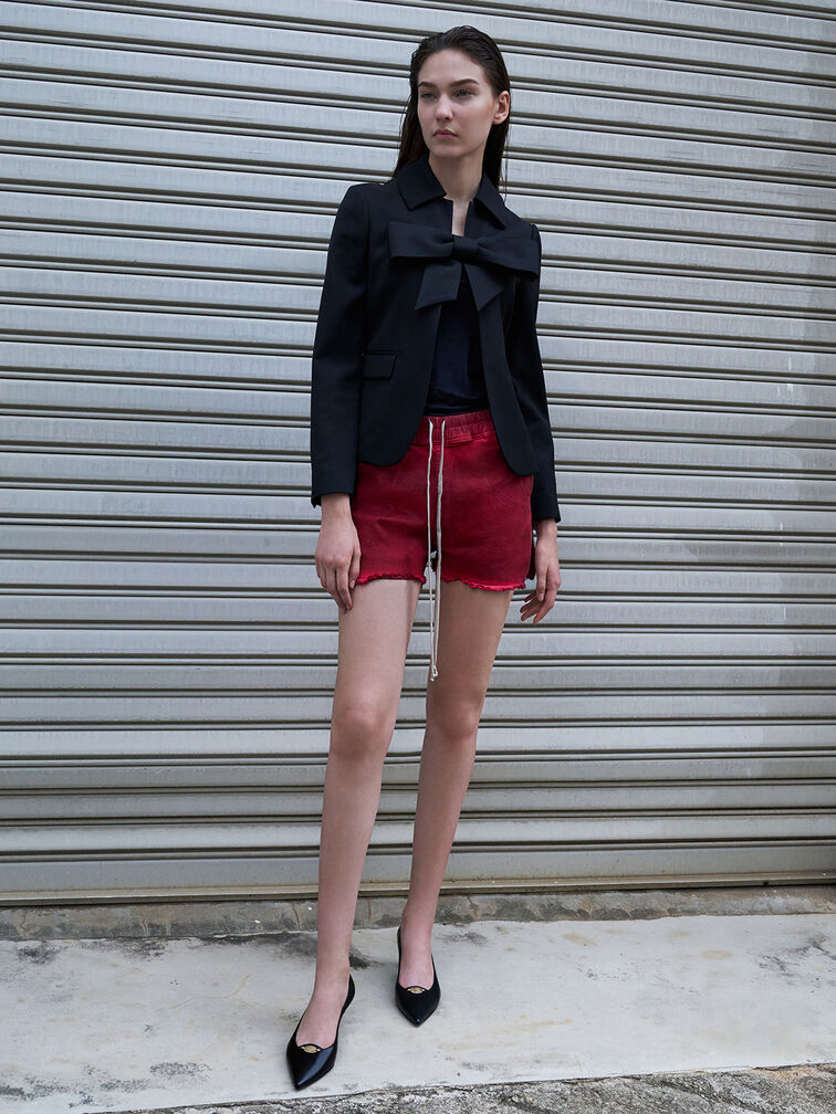 Black Metallic-Accent Pointed-Toe Blade-Heel Pumps - Black - Sale ...