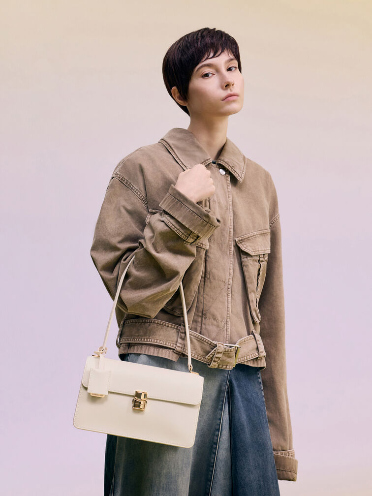 Cream Acelynn Rope-Chain Shoulder Bag - Cream - CHARLES & KEITH AE