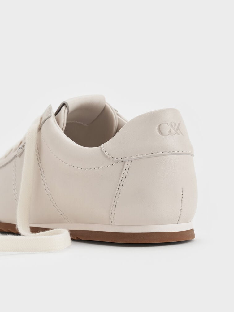Chalk Jace Leather Sneakers - Chalk - Shoes - CHARLES & KEITH AE
