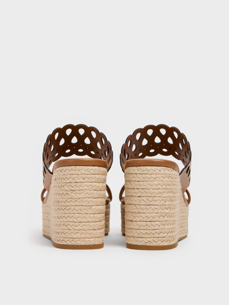 Cognac Cut-Out Espadrille Wedges - Cognac - CHARLES & KEITH AE