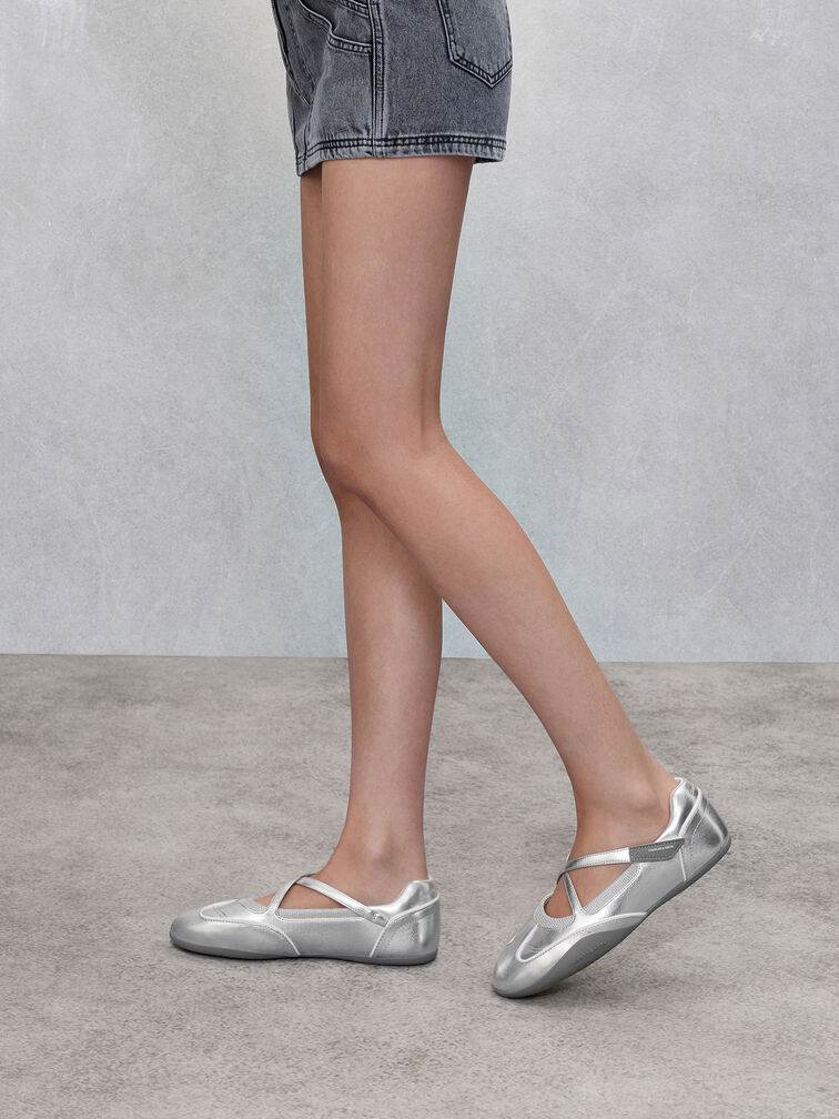 Silver Mika Crossover Mary Jane Sneakers - Silver - CHARLES & KEITH AE