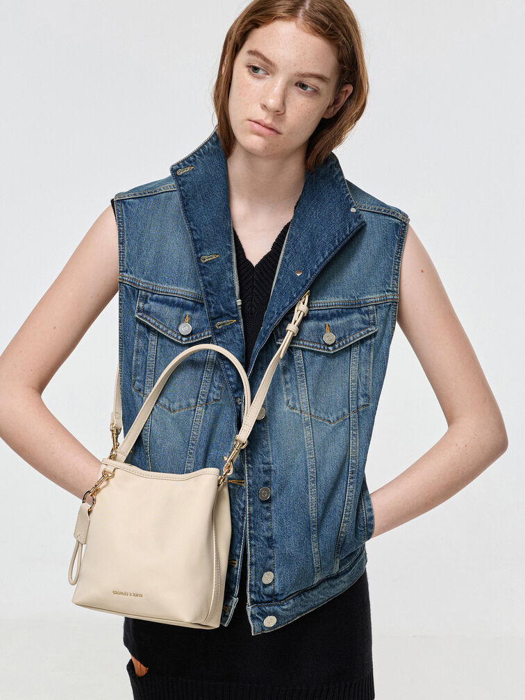 Dusted Oat Levy Nylon Bucket Bag - Dusted Oat - CHARLES & KEITH AE