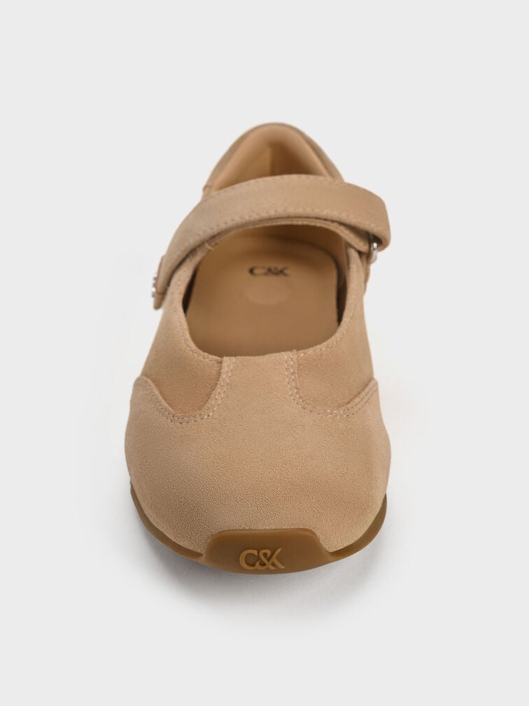 Beige Jace Suede Mary Jane Sneakers - Beige - Shoes - CHARLES & KEITH AE