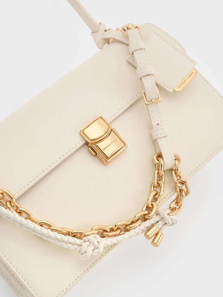 Cream Acelynn Rope-Chain Shoulder Bag - Cream - CHARLES & KEITH AE