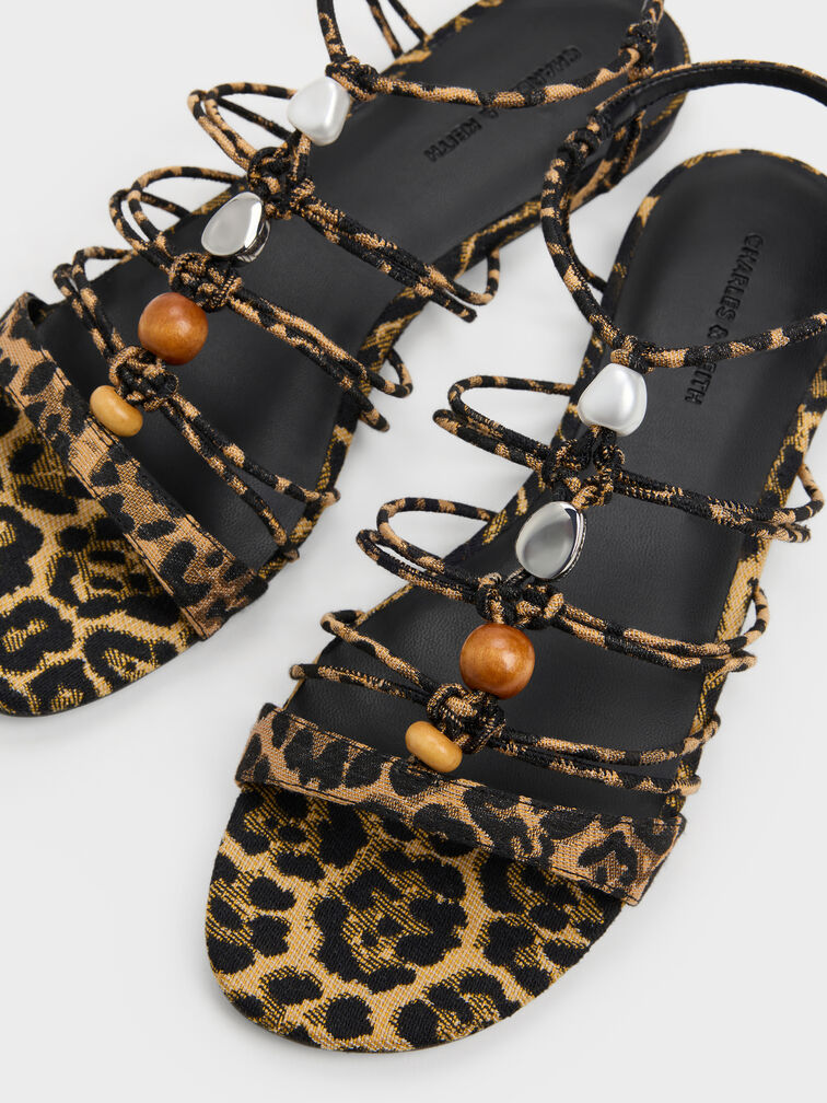 Animal Print Natural Georgie Leopard-Print Bead Strappy Sandals ...