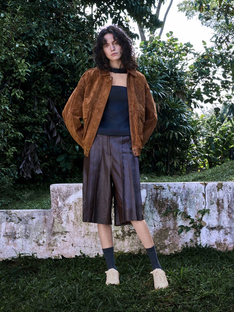 Chalk Jace Leather Sneakers - Chalk - Shoes - CHARLES & KEITH AE