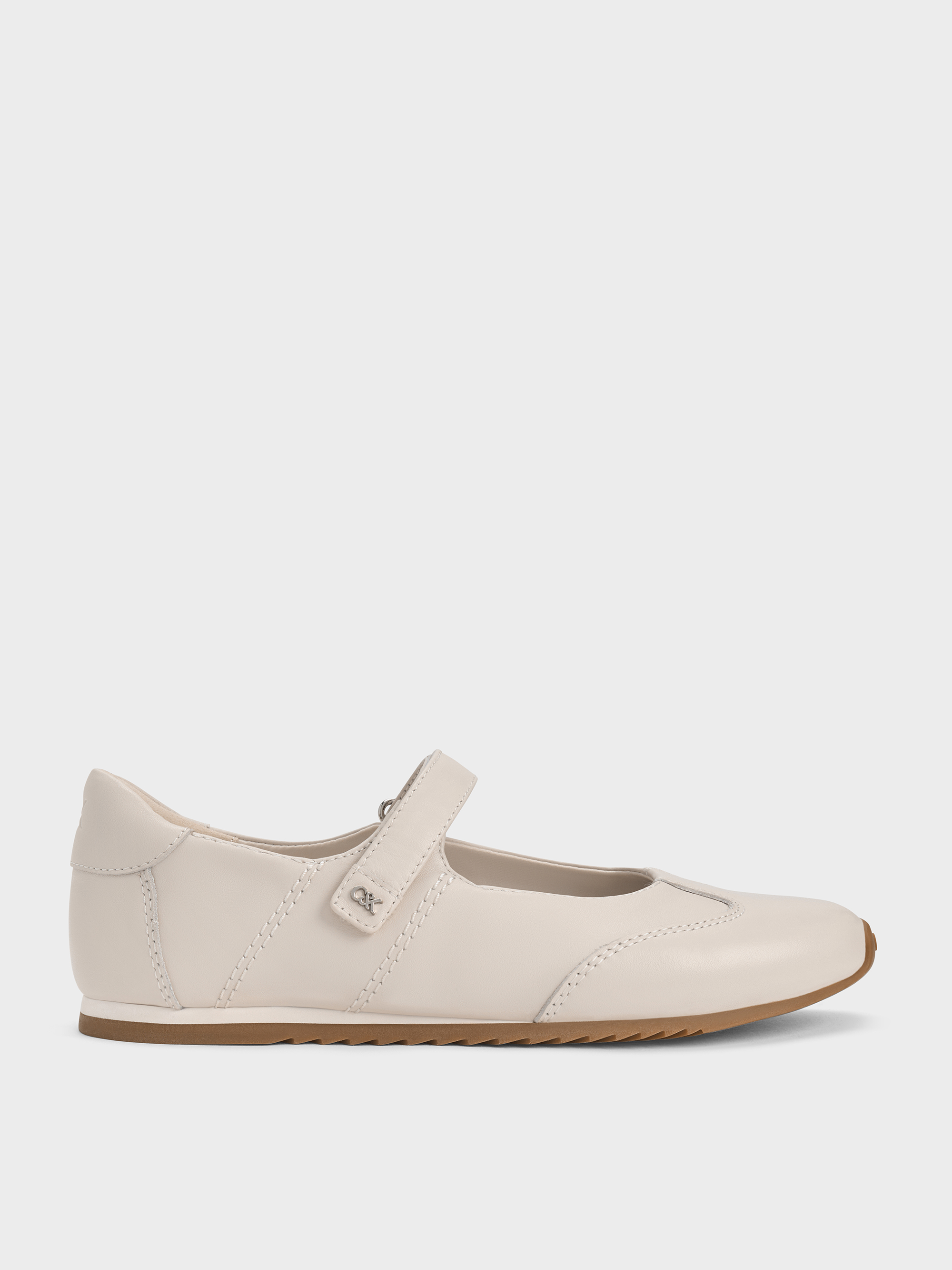Chalk Jace Leather Mary Jane Sneakers - Chalk - CHARLES & KEITH AE